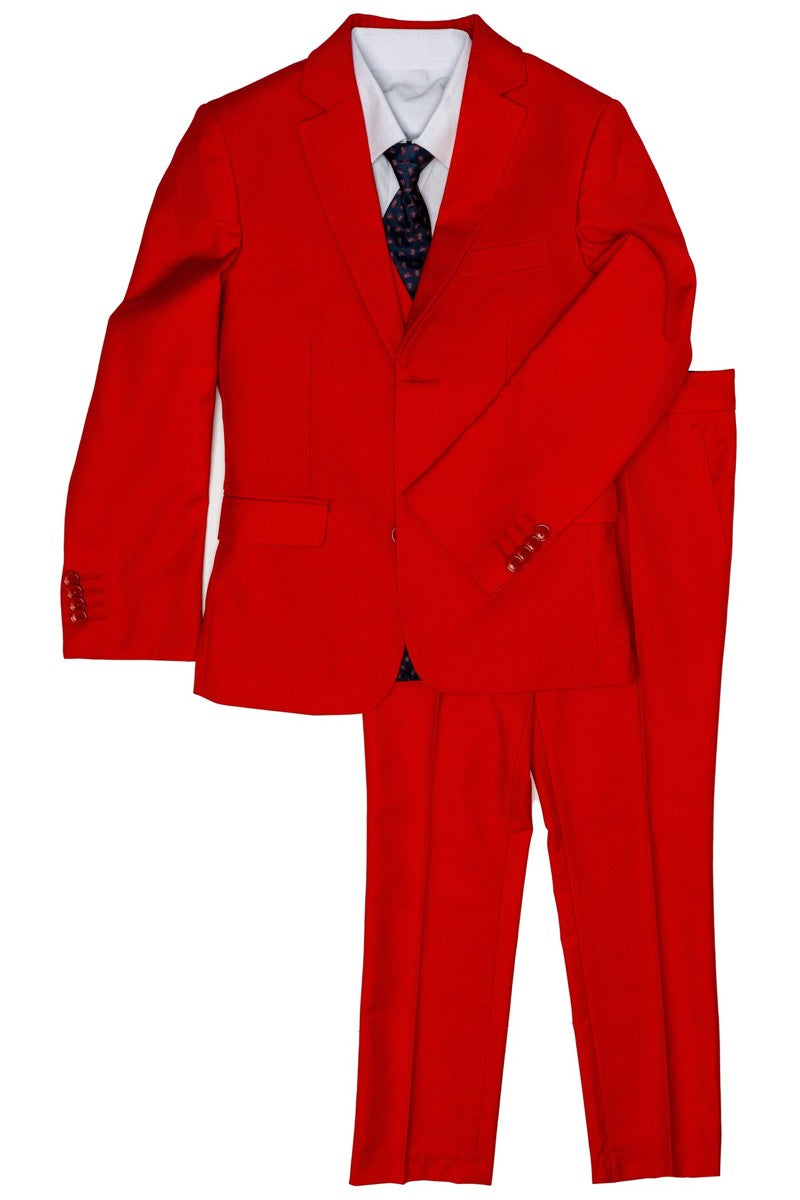 "Austin" Kids Red 5-Piece Suit – LittleTuxedos.com