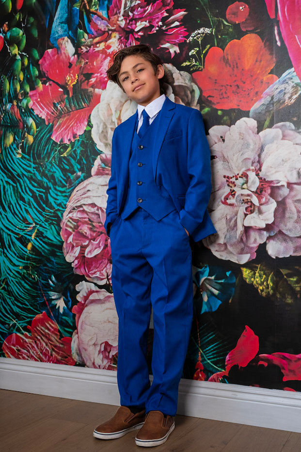 "Ramses" Kids Azure Blue Suit 5-Piece Set – LittleTuxedos.com