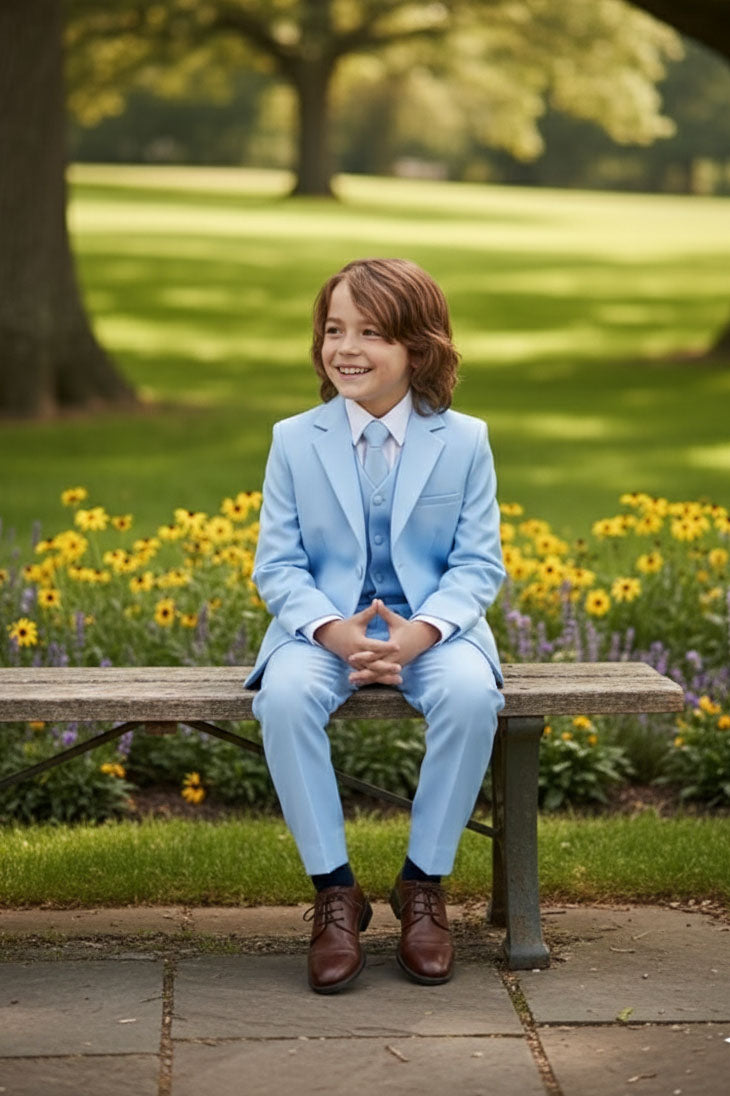 "Mason" Kids Sky Blue Suit (5-Piece Set) – LittleTuxedos.com