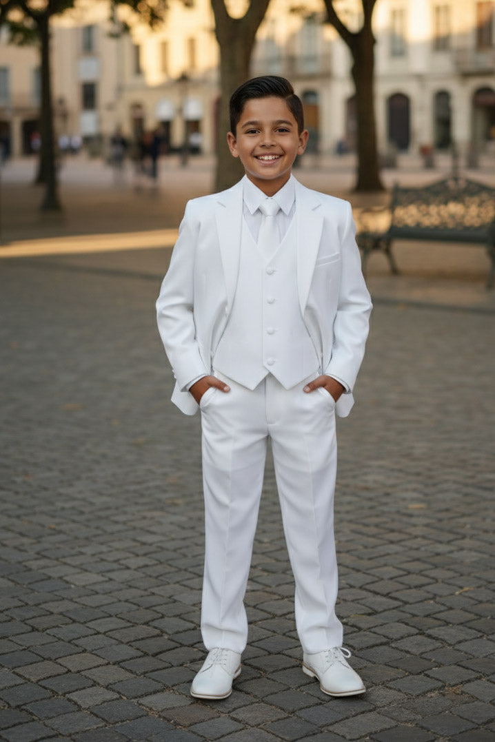 "Mason" Kids White Suit (5-Piece Set) – LittleTuxedos.com