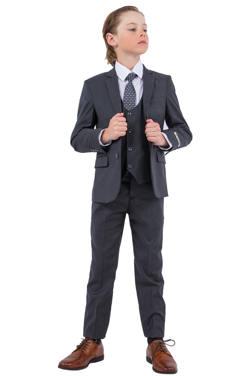 "Huntington" Stacy Adams Kids Charcoal Suit (5-Piece Set ...