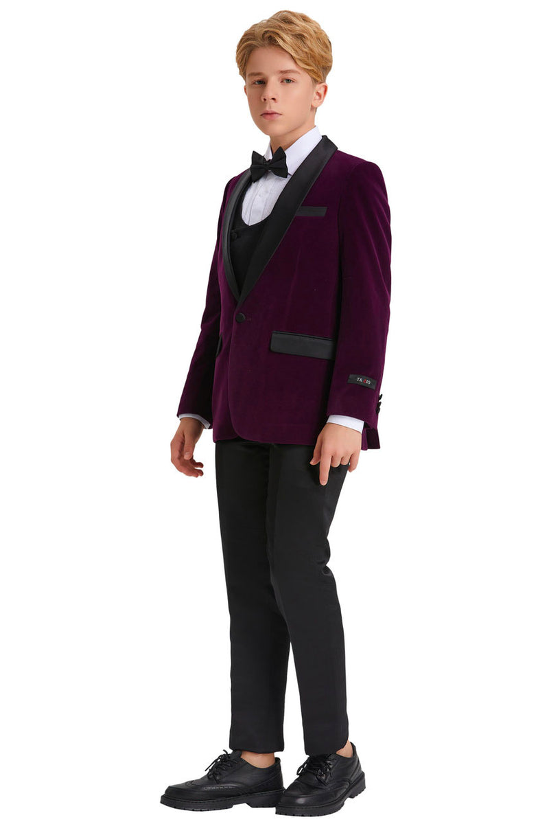 "Jayden" Tazio Kids Purple Velvet Tuxedo (5-Piece Set) – LittleTuxedos.com