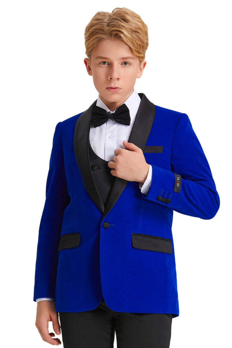 "Jayden" Tazio Kids Royal Blue Velvet Tuxedo (5-Piece Set ...