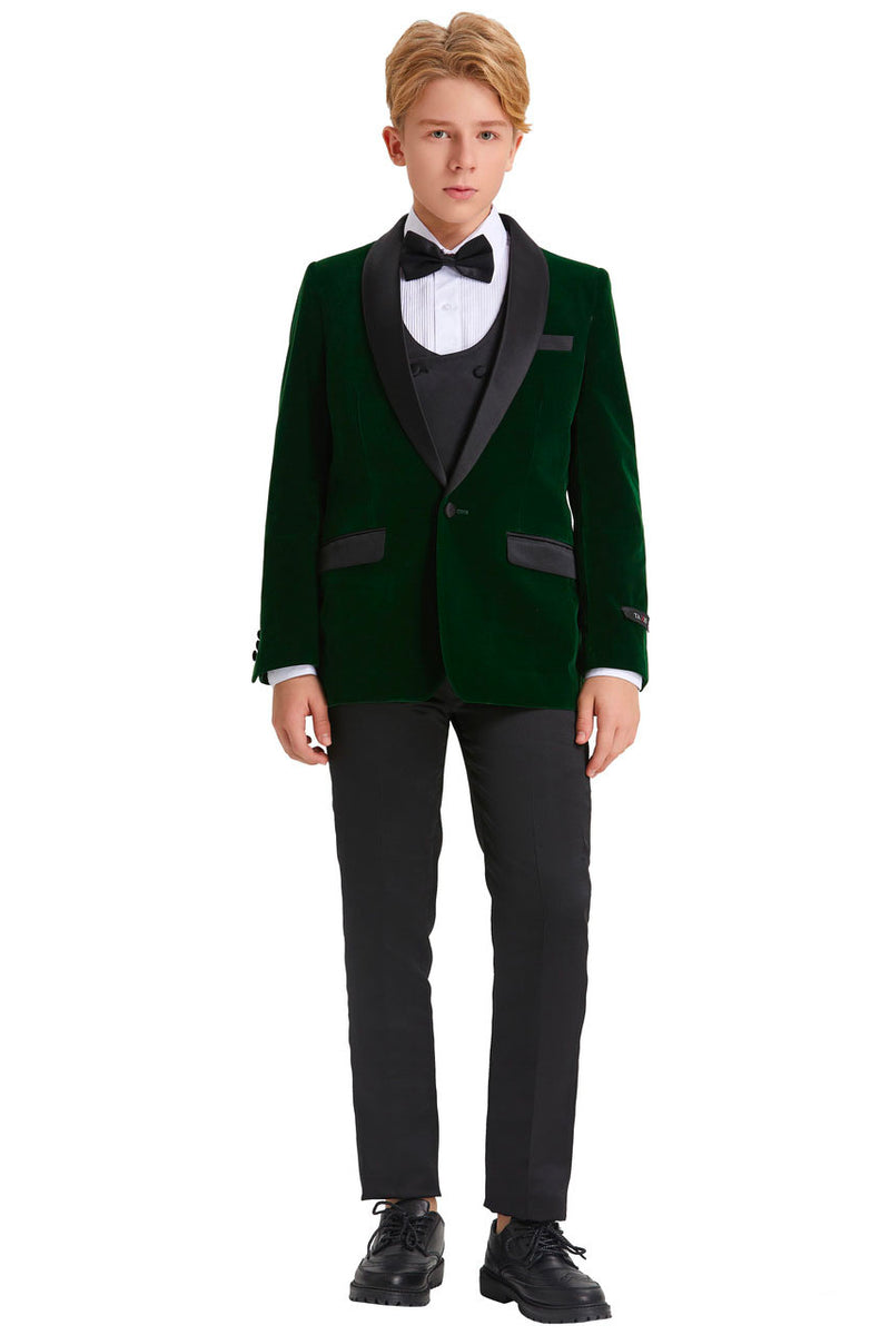 "Jayden" Tazio Kids Green Velvet Tuxedo (5-Piece Set) – LittleTuxedos.com