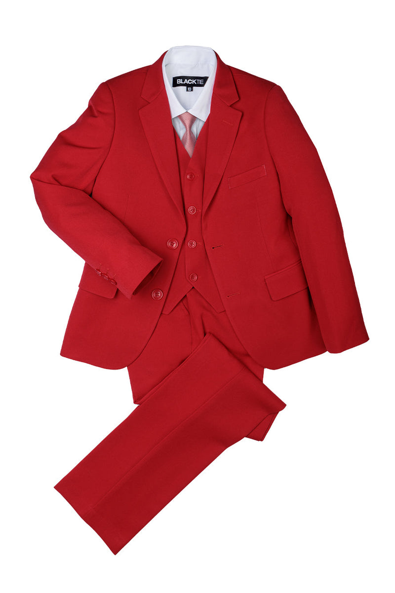 "Liam" Kids Red Suit (5-Piece Set) – LittleTuxedos.com