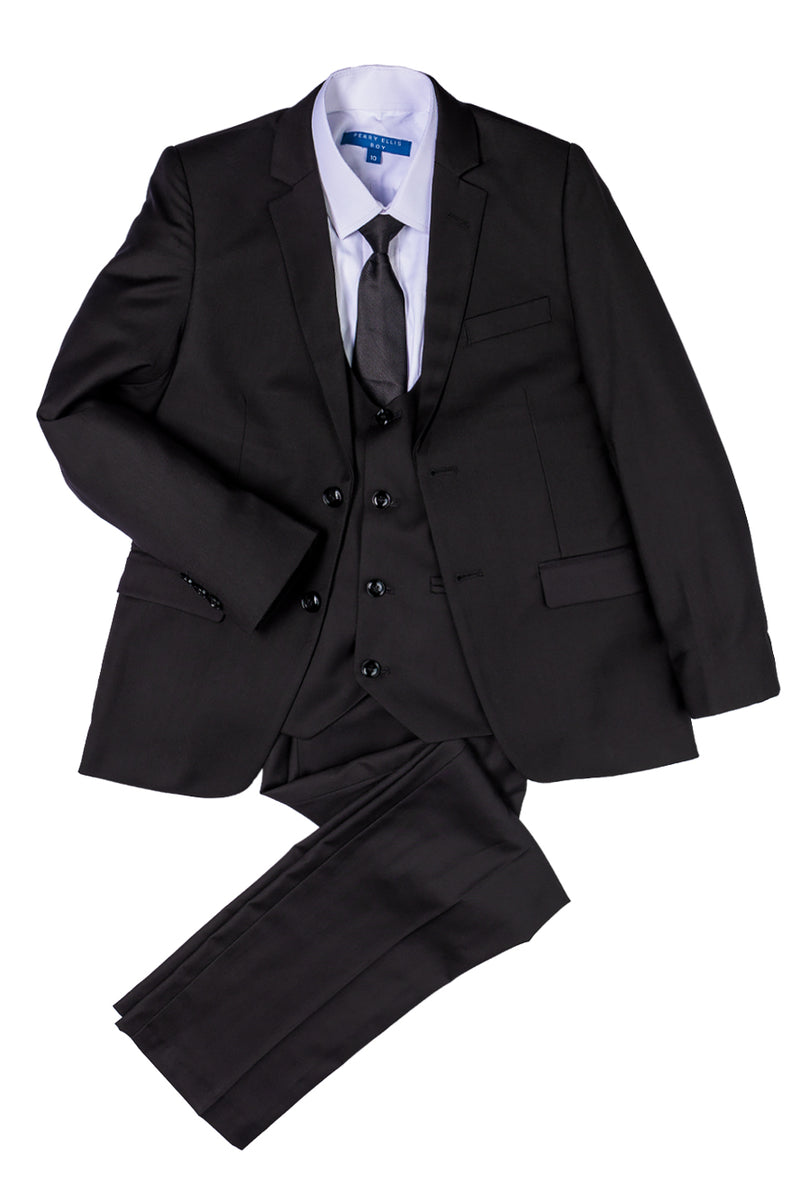 "Noah" Perry Ellis Kids Black Suit (5-Piece Set) – LittleTuxedos.com