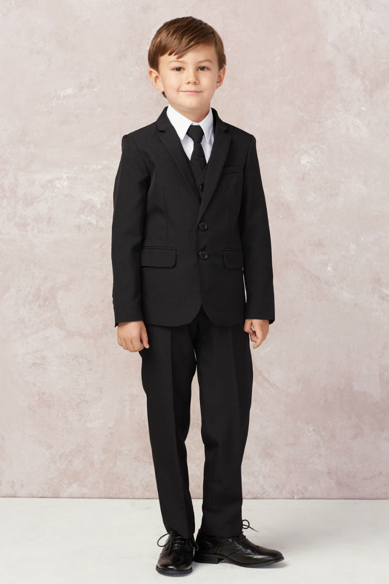 "Stanford" Kids Black Suit (5-Piece Set) – LittleTuxedos.com